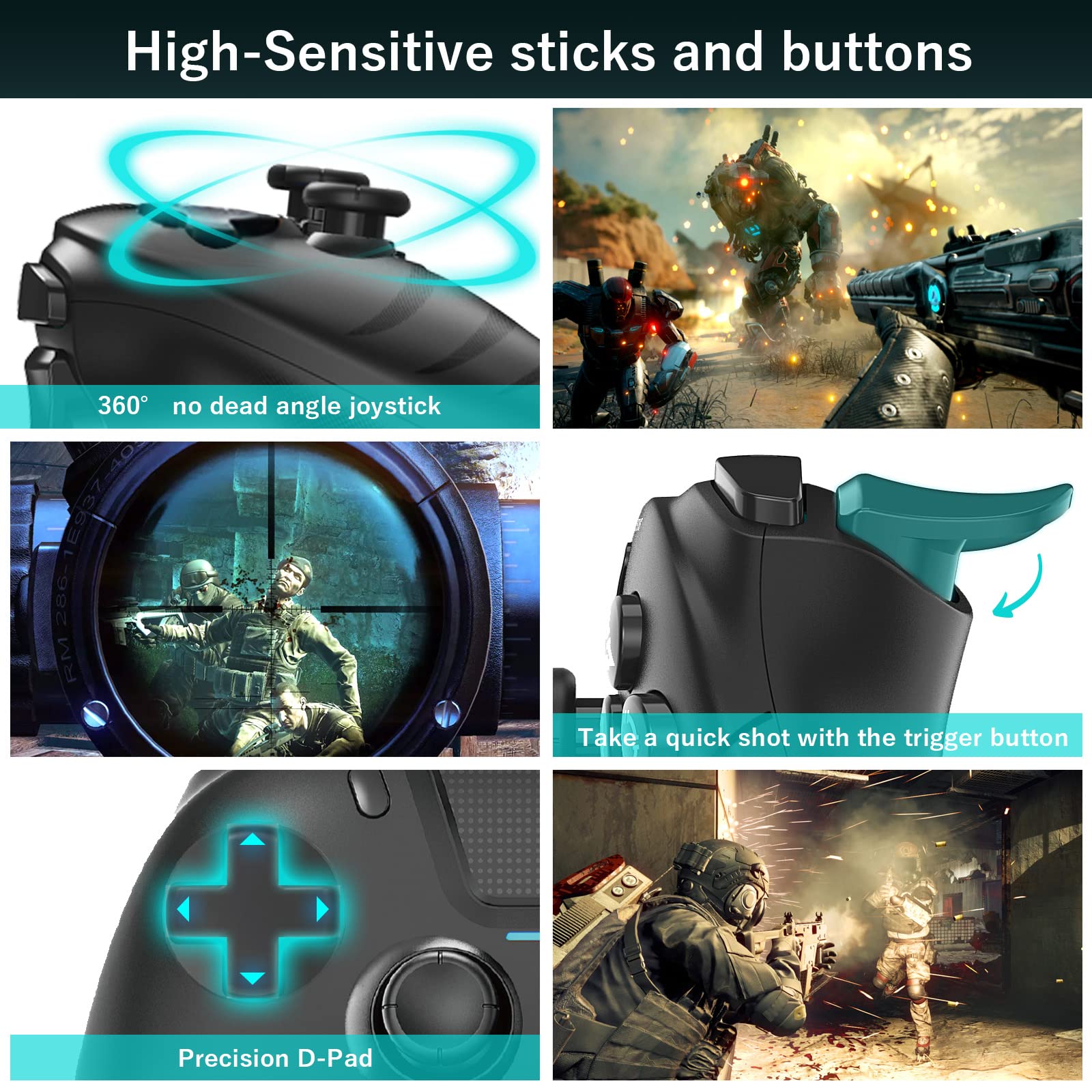 Agelkvoy Wireless Controller for PS-4, Game Controller Compatible with PS-4/Slim/Pro/PC, Wireless Pro Controller Gamepad for PS-4 with Dual Shock/6-Axis Sensor/Touchpad/3.5mm Headphone Jack