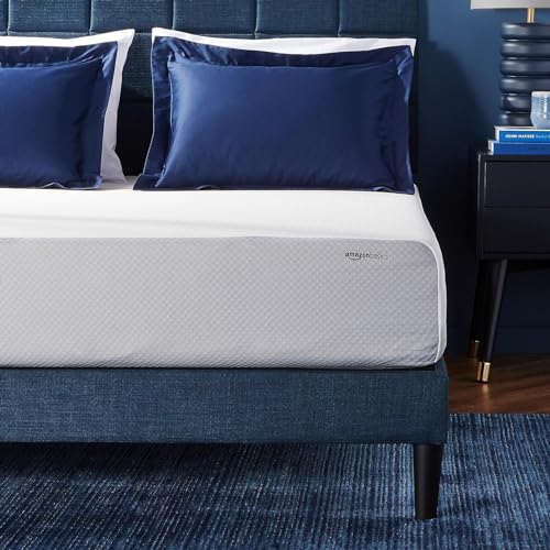 Amazon Basics Memory Foam Mattress, Plush, Full, White/Grey, 10 Inch