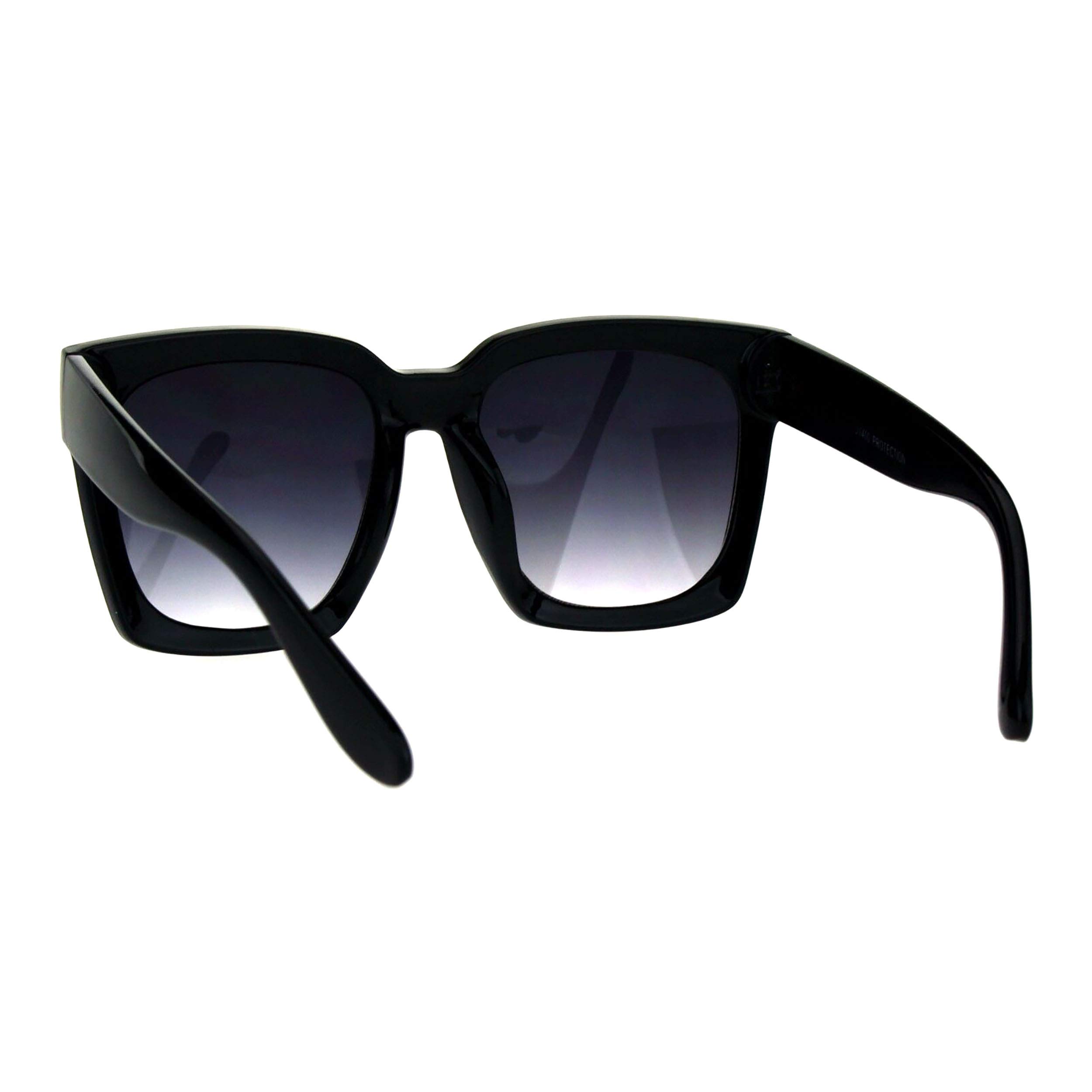 JuicyOrange SUPER Oversized Square Sunglasses Womens Modern Hipster Fashion Shades (shiny black (gradient lens), 55.5)