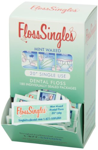 Floss Singles Dental Floss Dispenser Box, Light Green, Mint, 20" Strands, 180 Count