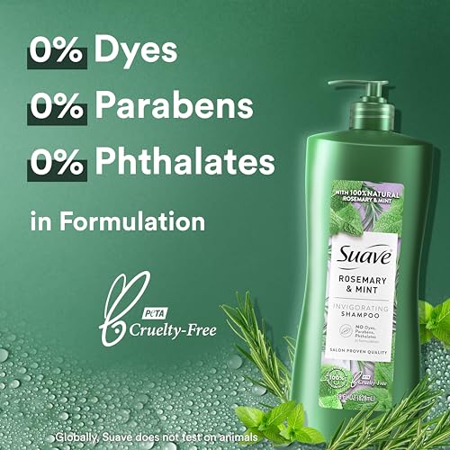 Suave Professionals Invigorating Shampoo for Dry and Damaged Hair Rosemary and Mint Paraben free and Dye free Hair 28 fl oz