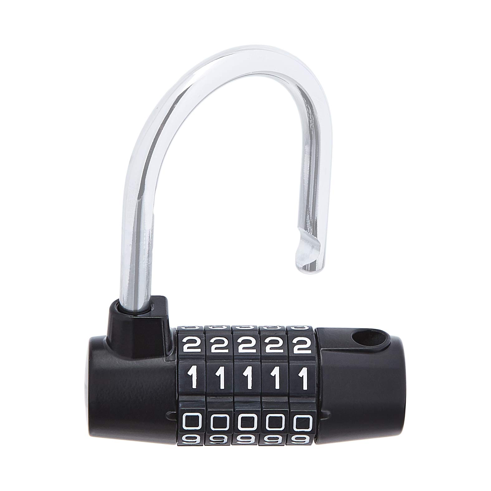 Amazon Basics 5-Digit Horizontal Combination Padlock, Black, 1-Pack