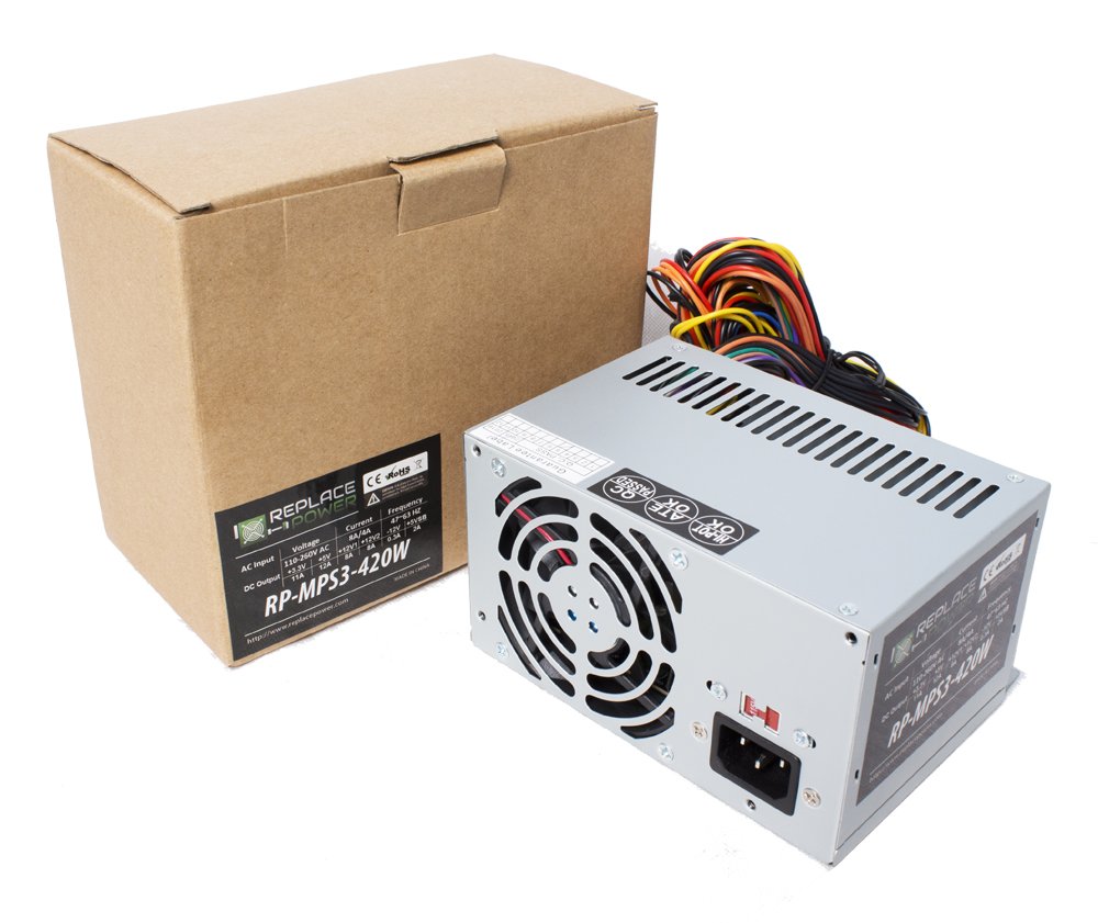 Replace Power® 420W 420 Watt ATX Power Supply Replacement for HP Compaq HIPRO HP-D2537F3R, HP-D3057F3R