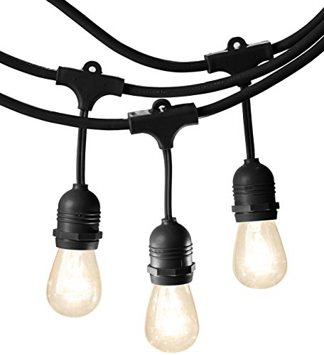 Amazon Basics Outdoor Patio String Lights, S14 Bulb, 48 Feet, Black