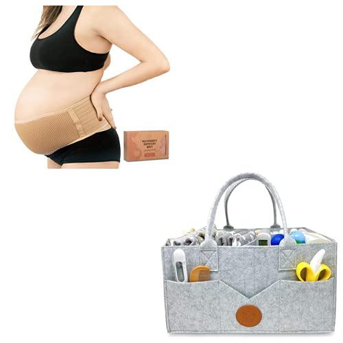 KeaBabies Pregnancy Belly Support Belt and Storage Caddy Bundle - Pregnancy Back Brace - Large Diaper Caddy Organizer