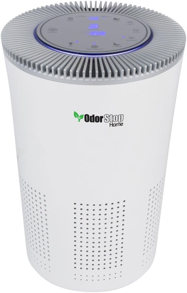 OdorStop HEPA Air Purifier with H13 HEPA Filter, UV Light, Active Carbon, Multi-Speed, Sleep Mode and Timer (OSAP5, Bright White)