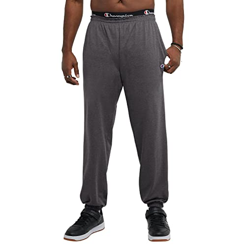 Champion Men's Everyday Fitted Ankle Cotton Pants, 31.5" Inseam, Cotton Knit Pants Left Hip "C" Logo, Cotton Warm-Up Pants