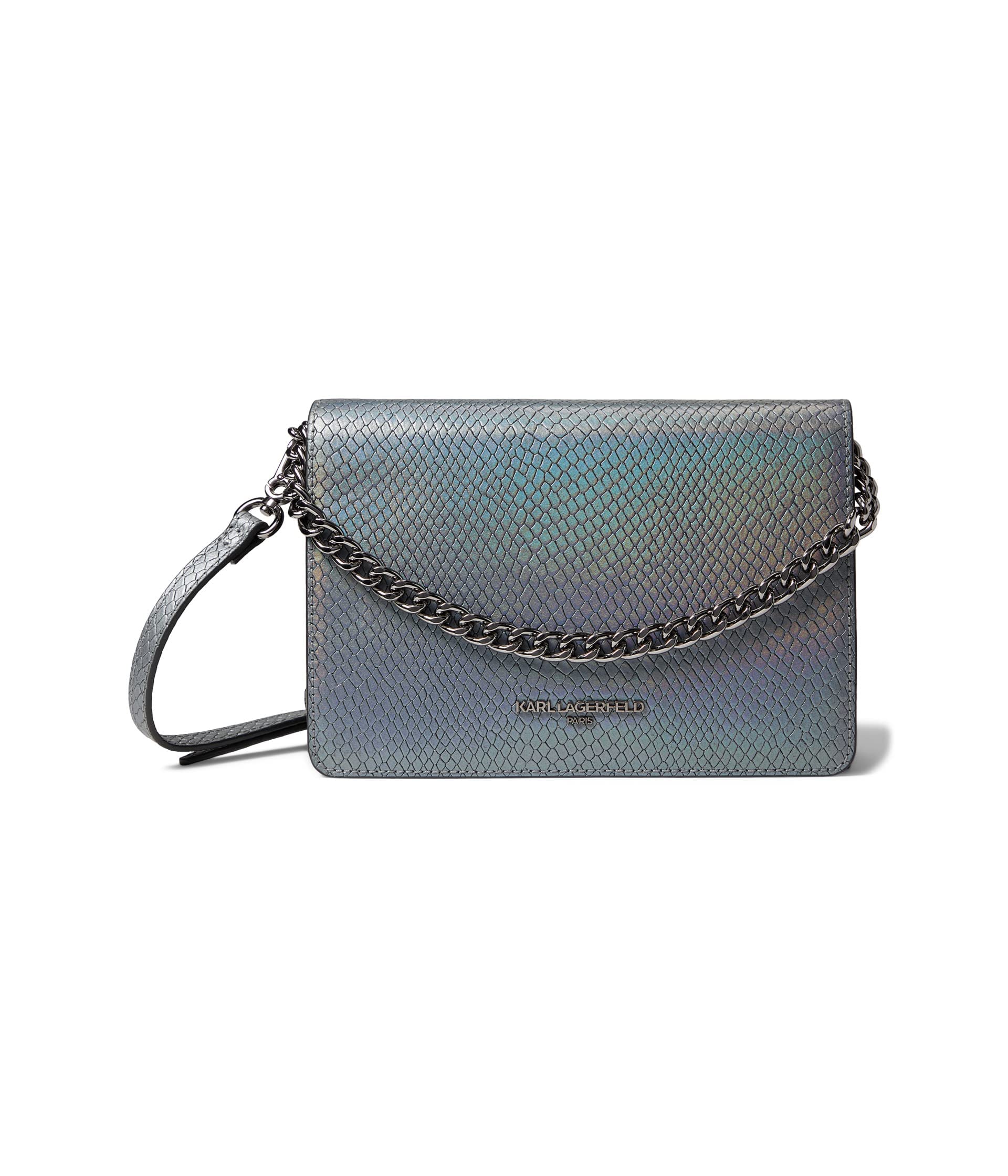Karl Lagerfeld Paris Simone Crossbody Metallic Gunmetal One Size