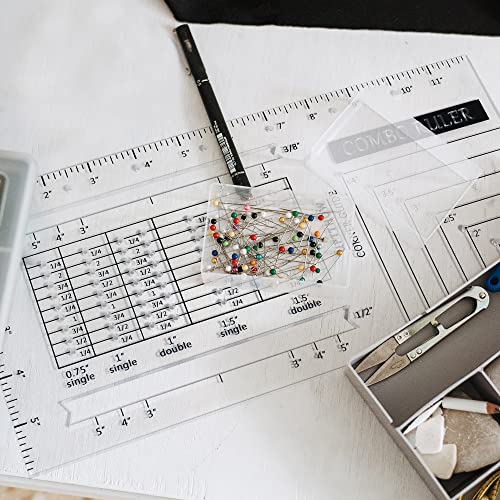 UPTTHOW Rivet Placement Template Zipper Ruler Zip Pocket Tool Leathercraft Rivets Marking Guide for DIY Bracelet Belt Combo Measurement Sewing Accessories