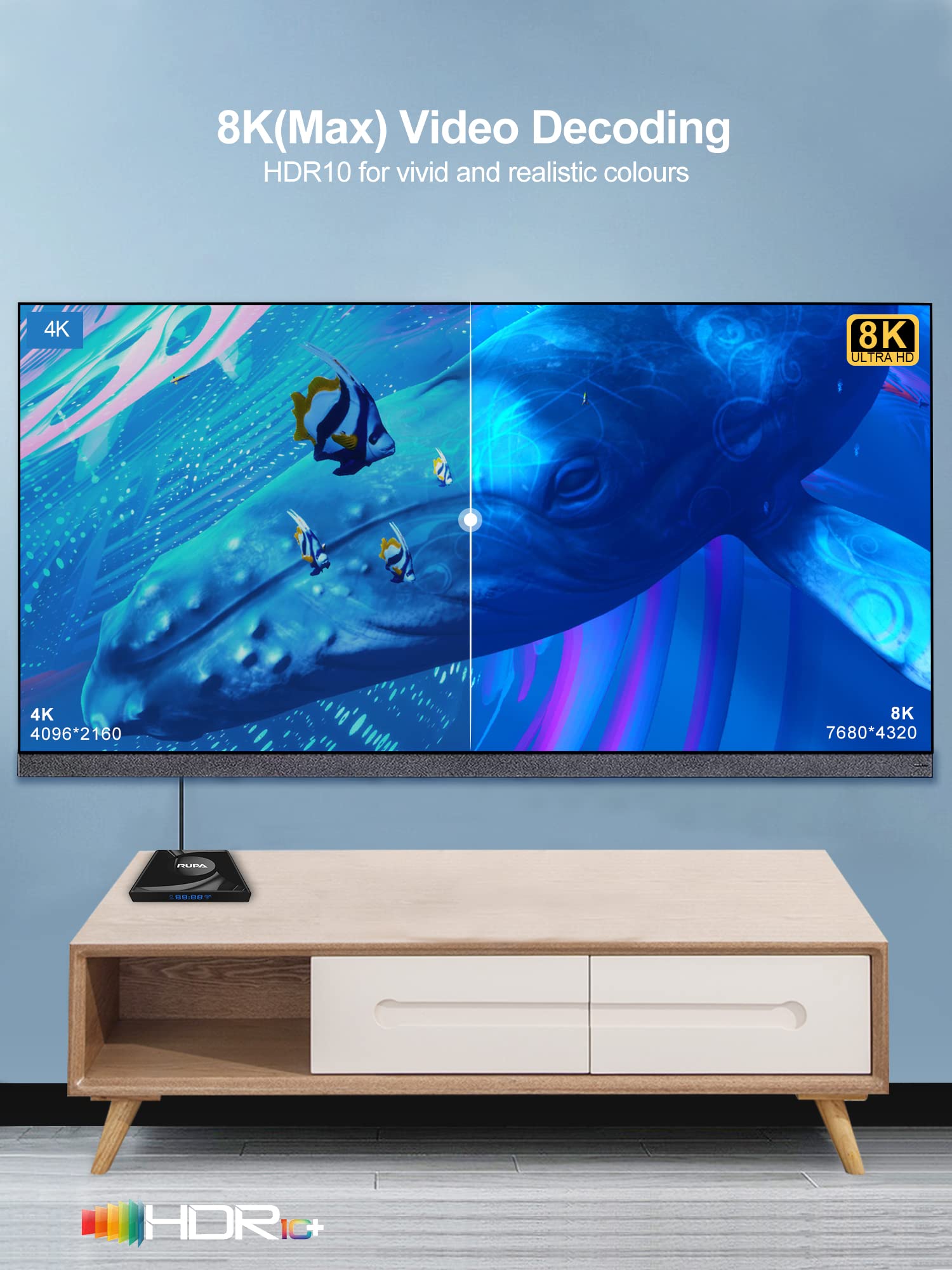 Android TV Box 13.0 4GB RAM 32GB ROM 8K TV Box RK3528 Chip Support WiFi6 BT5.0 USB3.0 Ethernet LAN 3D HDR10 HD Video Streaming Box