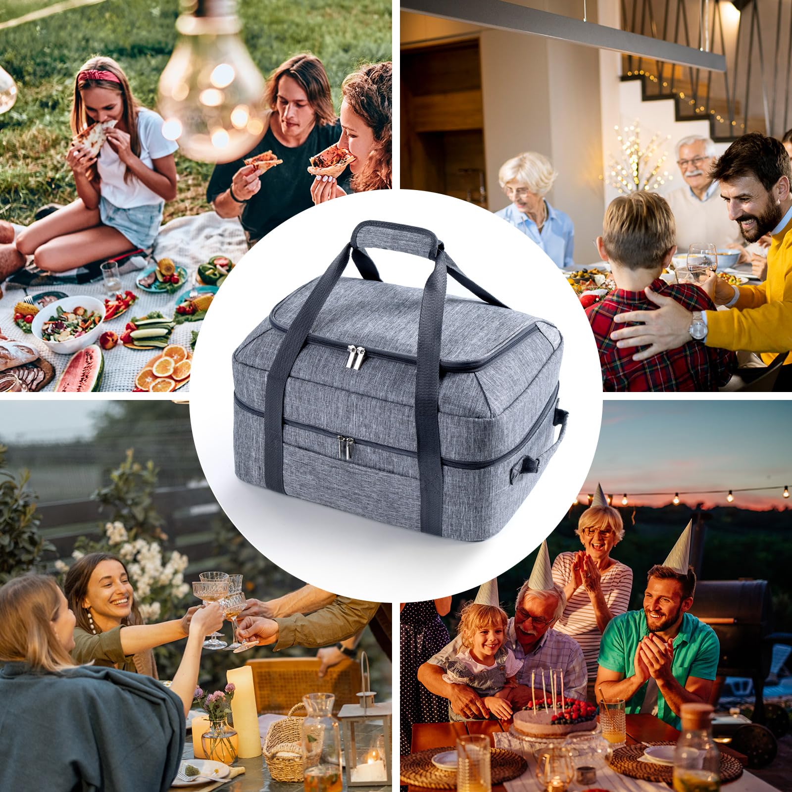 BAGSPRITE Double-Layer Slow Cooker Carrying Bag for 6-8 Quart CrockPot and Hamilton Beach Slow Cooker, Travel Bag with Lid Fastener for Crock-pot, Portable Carrier Case Slow Cooker Bag