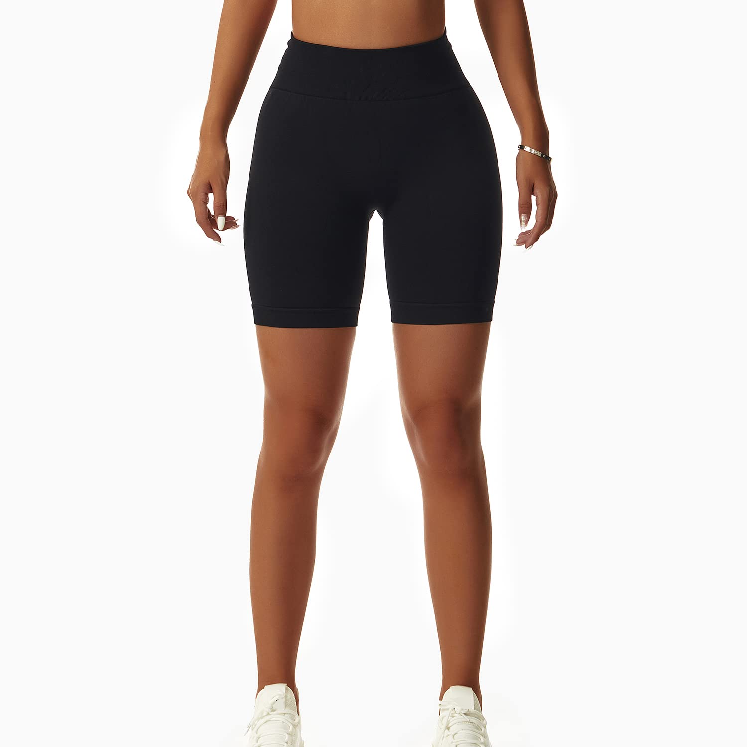 AMOLICASA Womens Workout Shorts Seamless Scrunch High Waist Biker Shorts (Black, X-Large)
