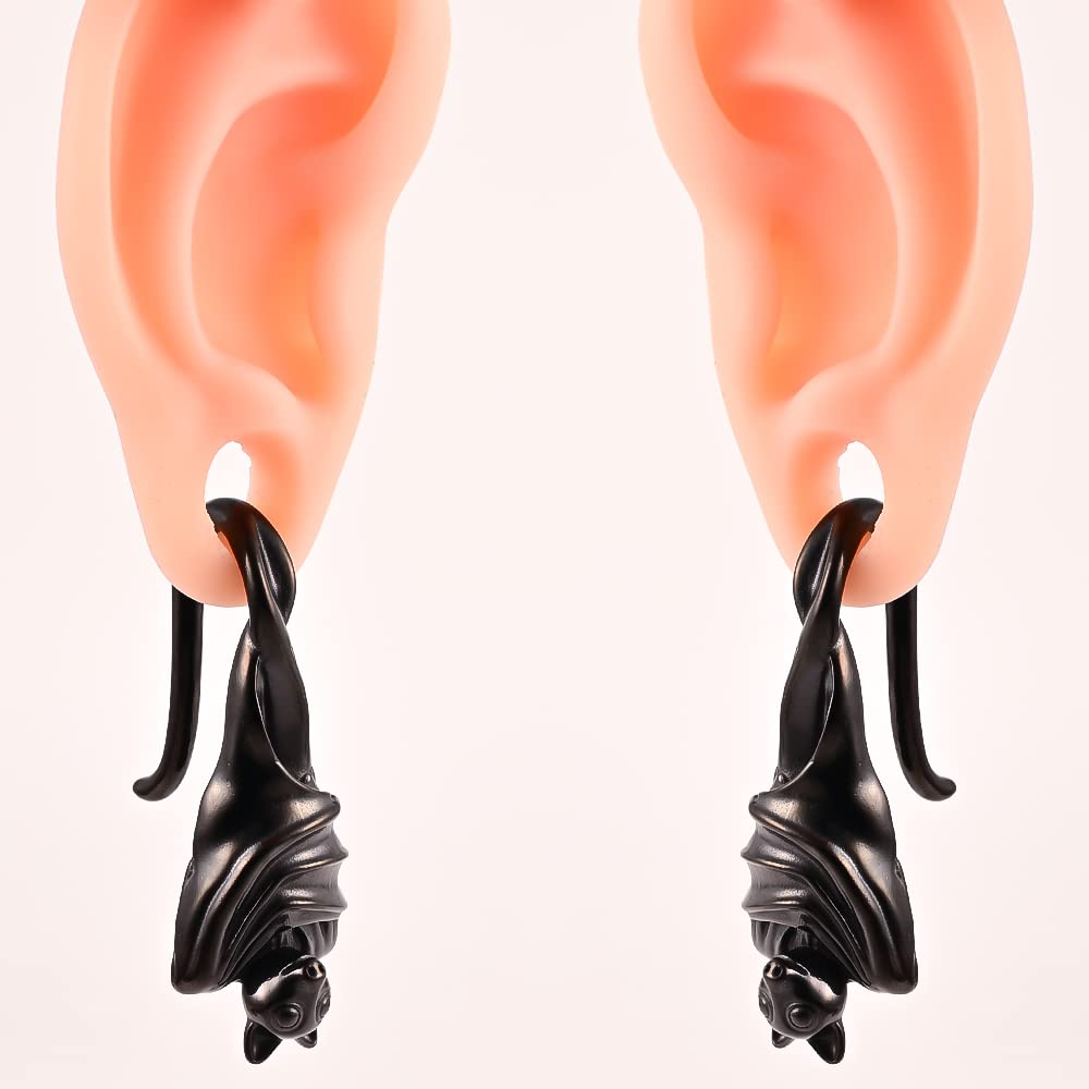 Atomhole 2PCS Bat Ear Weights Hangers 316 Stainless Steel Ear Gauges Hypoallergenic Earrings Expander for Stretching Tunnels Plugs Piercing Body Jewelry