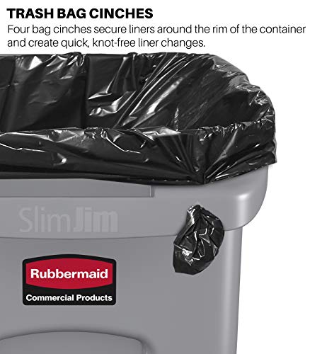 Rubbermaid Commercial Products Slim Jim Trash/Garbage Can with Venting Channels, 16-Gallon, Beige, for Kitchen/Office/Workspace, Pack of 4