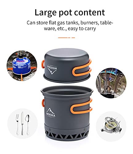ANKONG Camping Cookware Set Heat Exchange Design Outdoor Pot Pan Set for Hiking Backpacking Travel with Storage Bag