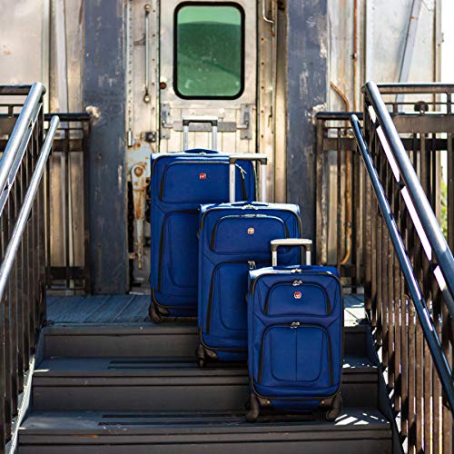 SwissGear Sion Softside Expandable Roller Luggage, Teal, Checked-Medium 25-Inch