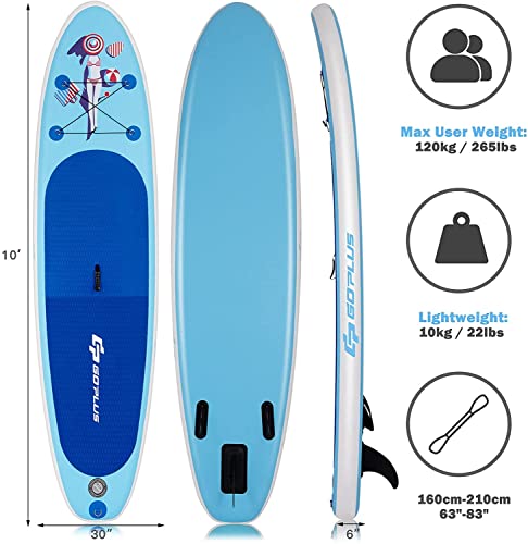 AUGESTER 10‘/10.5‘/11’ Inflatable Lightweight Stand up Paddle Board, Premium Yoga Board W/Durable SUP Accessories, with Fins, Carrying Bag, Non-Slip Deck, Adjustable Paddle & Hand Pump, Wide Stance