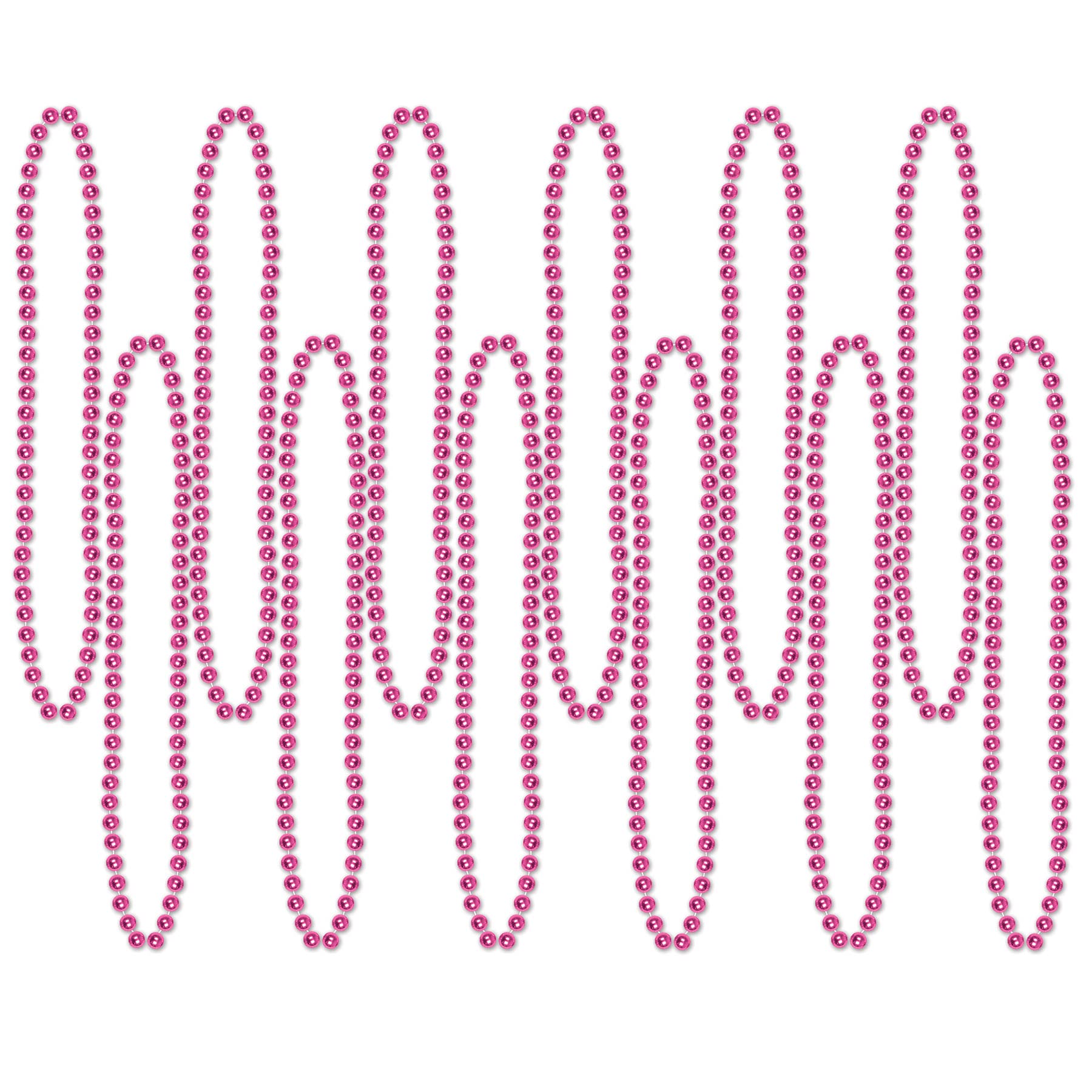 Beistle Small Bead Necklaces, Cerise Light Pink, 7mm x 33"