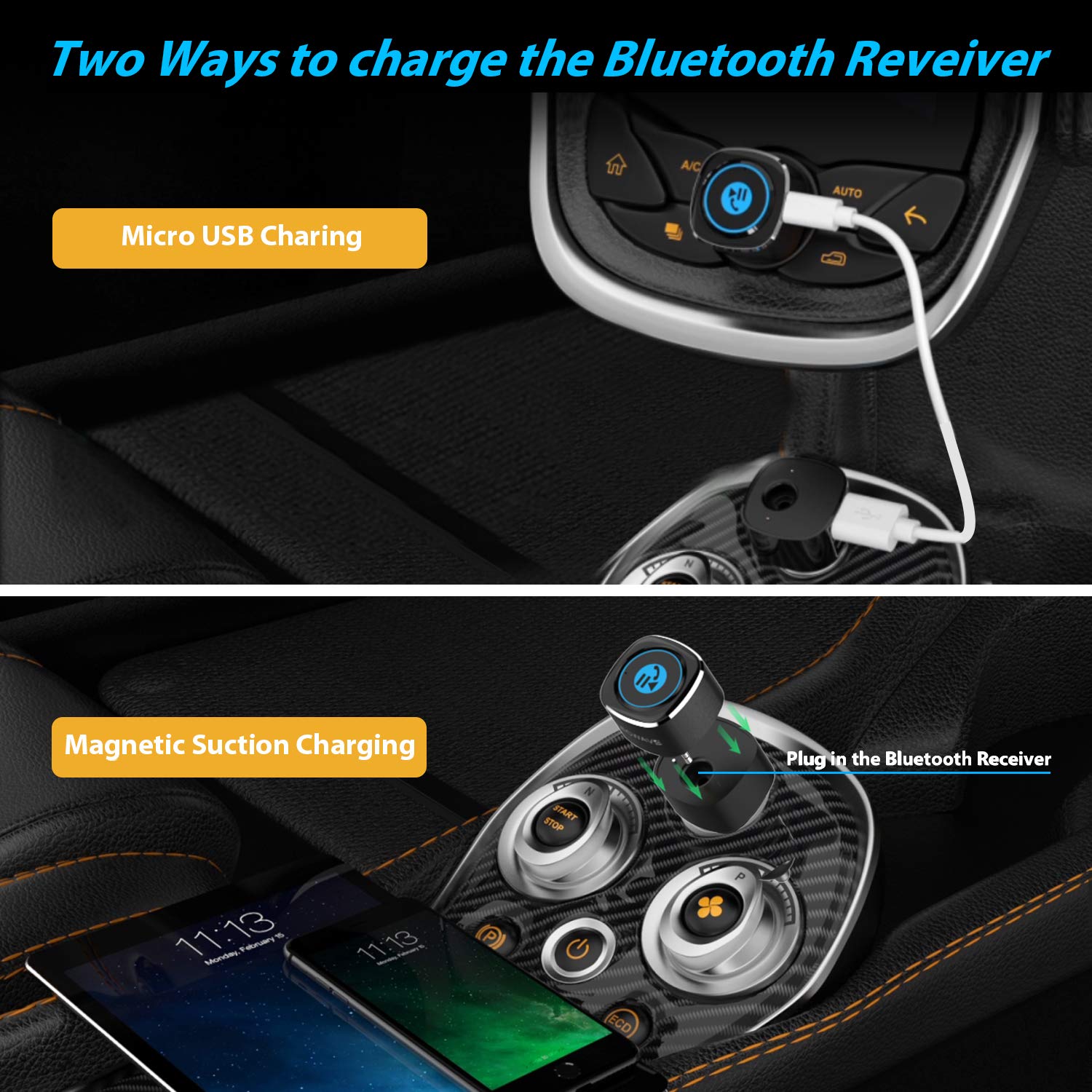 Esky Bluetooth Receiver for Car, 3.5mm Aux Bluetooth Car Adapter, Bluetooth 5.0 Wireless Car Audio Stereo Kits with Hands-Free Call, Dual 2.4A USB Ports Car Charger - US Patent No. US 10,272,845 B2