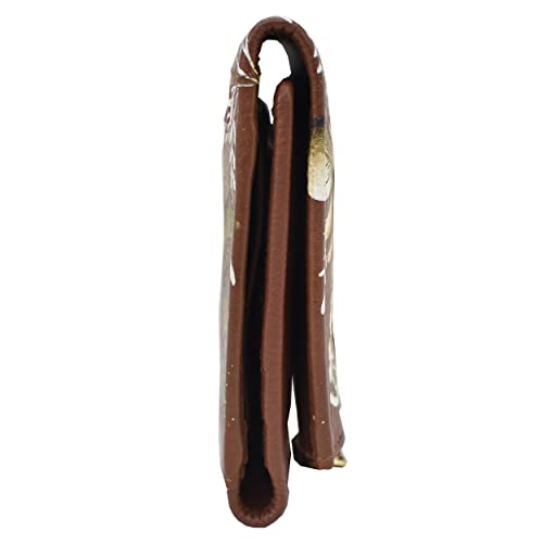 Anuschka Women’s Hand Painted Genuine Leather Three Fold Clutch - Cleopatra's Leopard Tan