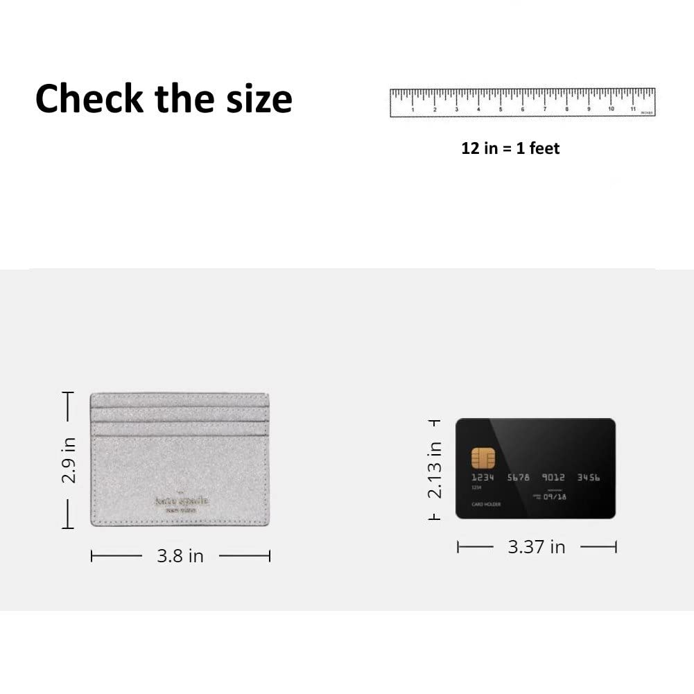 Kate Spade New York womens wallets Shimmy Glitter Boxed Small Cardholder (Lunar Light Silver)