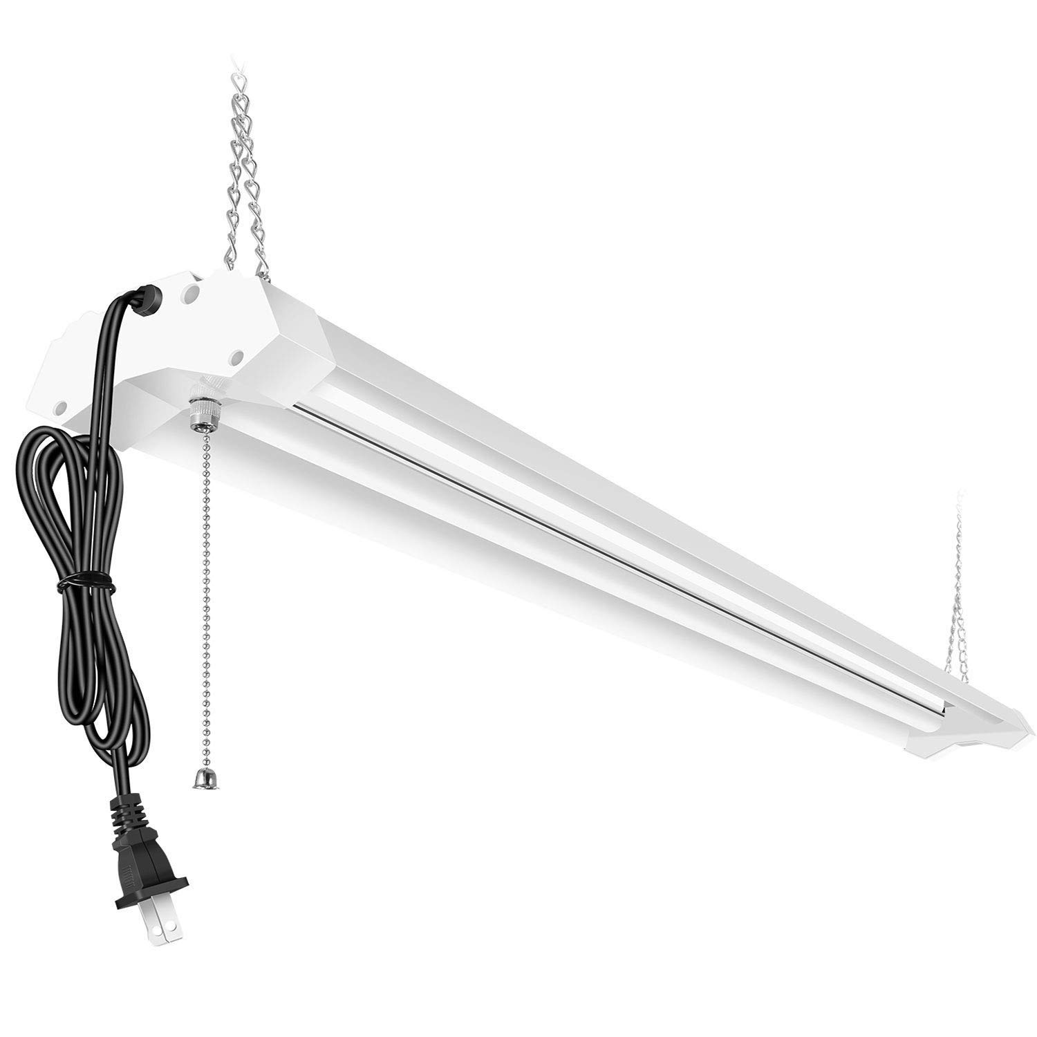 ANTLUX 8FT LED Shop Light for Garage, 72W 8000LM, 5000K, 8 Foot Ceiling Light Fixtures, Plug in, Fluorescent Replacement for Workshop Warehouse Basement, Hanging Lighting with on/Off Pull Chain