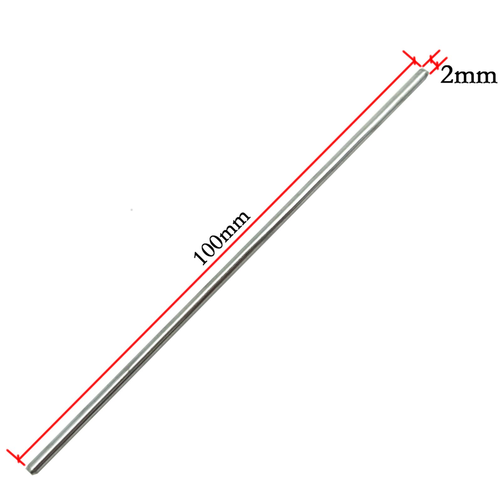 EUDAX 100Pcs Dia.2mm STEM Toys Shaft Round Rod Axles for DIY Toy RC Car Boat Helicopter Model Part (2mmx100mm)