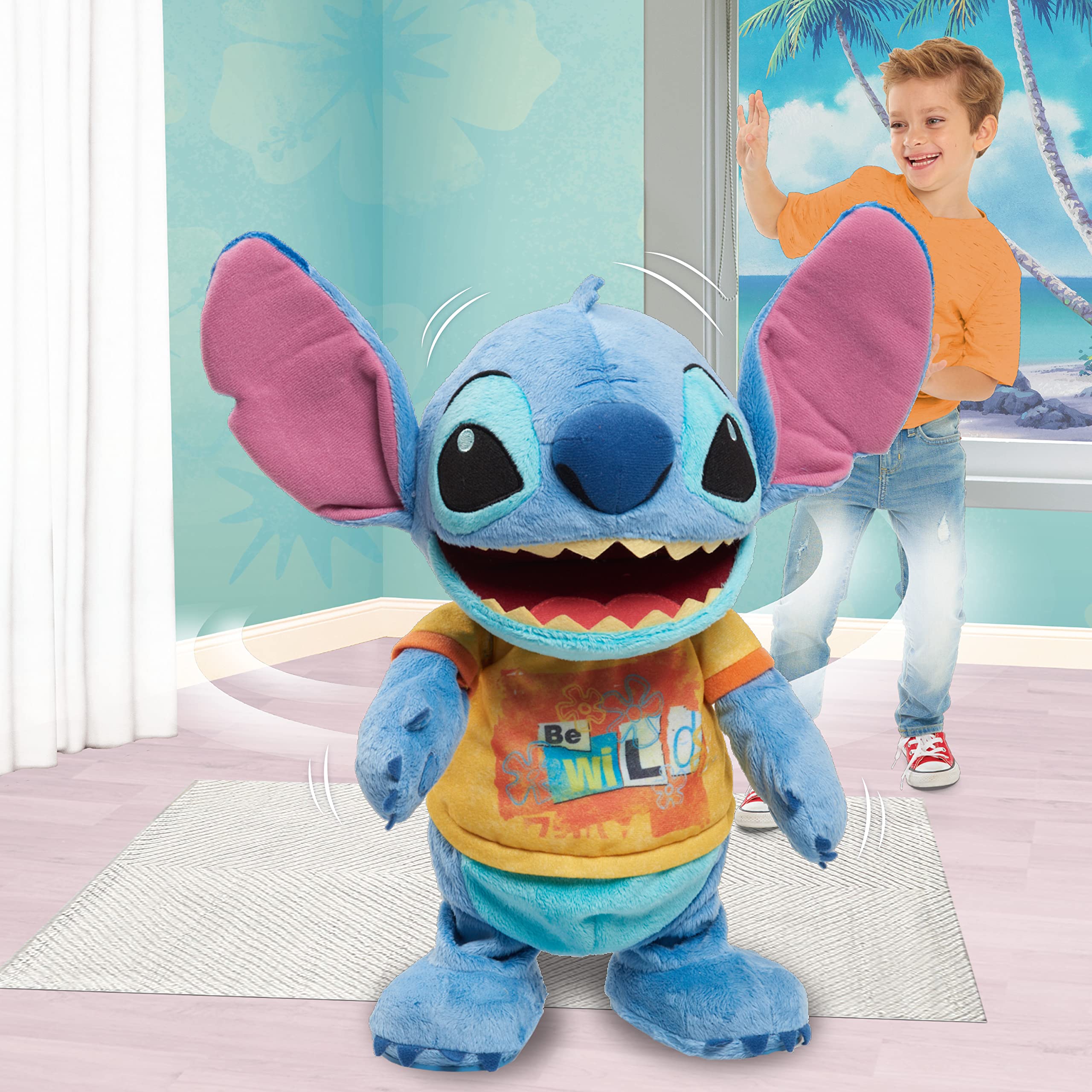 Just Play Disney Dancing & Grooving Stitch Plush with Sounds, Disney Lilo & Stitch, Kids Toys for Ages 3 Up