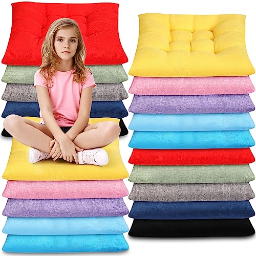 Geetery 20 Pieces Floor Cushions Flexible Seating for Classroom Colorful Elementary Square Seat Pillows Seating 15.75 Inch Classroom Seating for Kids Adult Classroom Home Office Chair Supplies