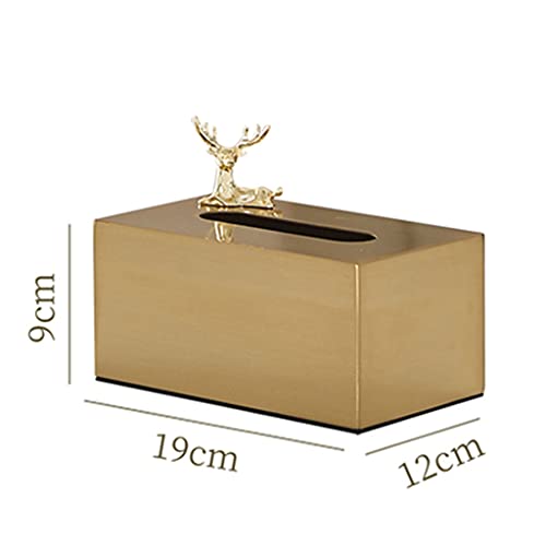 Cosmetic Tissue Box,Modern Rectangle Paper Dispenser,Rectangular Holder for Storage On Bathroom Vanity, Countertop, Bedroom Dresser, Night Stand, Desk, Table (Color : Golden Deer)