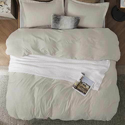 Bedsure Light Khaki Duvet Cover Queen Size - Soft Brushed Microfiber Duvet Cover for Kids with Zipper Closure, 3 Pieces, Include 1 Duvet Cover (90"x90") & 2 Pillow Shams, NO Comforter