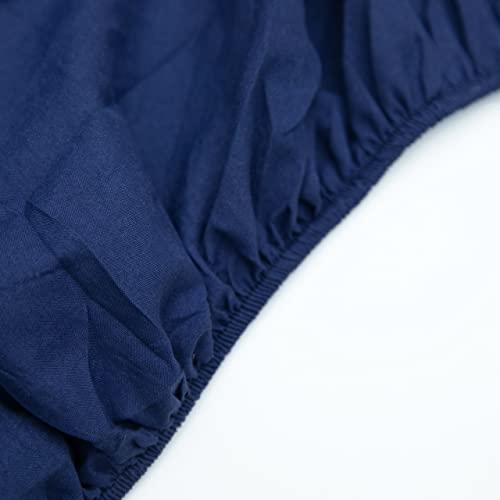 FLXXIE 4 Pieces Microfiber Toddler Bedding Set, Super Soft and Breathable Crib Sheet Set, Includes Quilted Comforter, Flat Top Sheet, Fitted Sheet, Envelope Pillow Case for Boys and Girls, Navy Blue
