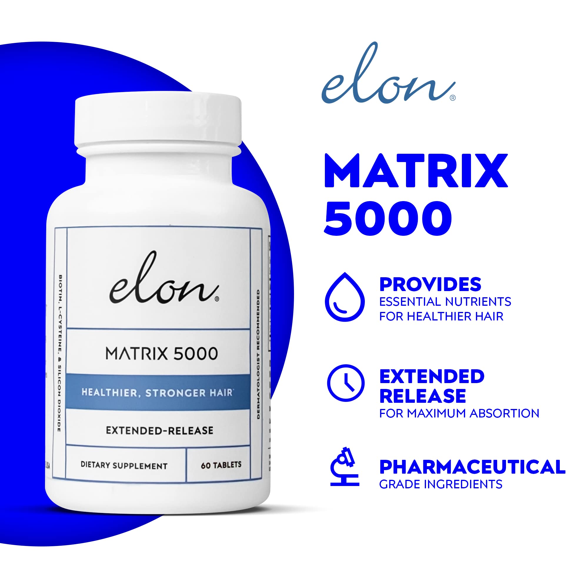 Elon Complete Kit for Thinning Hair β Elon Essential Shampoo and Conditioner Set + Matrix 5000 Hair Growth Supplement β NO Sulfates, Parabens or Phthalates