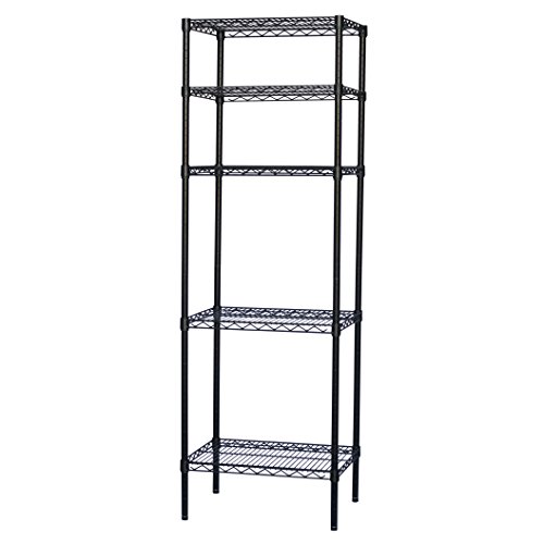 Shelving Inc. Black Wire Shelving with 5 Tier Shelves - 8" d x 18" w x 72" h, Weight Capacity 300lbs Per Shelf