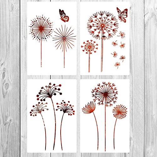 65 Pieces Animal Stencils for Painting, Small Reusable Deer Bear Stencil Template Tree Bee Bird Mountain DIY Craft Paint Stencils for Painting on Wood Wall Card Rock Decor (Dandelion)