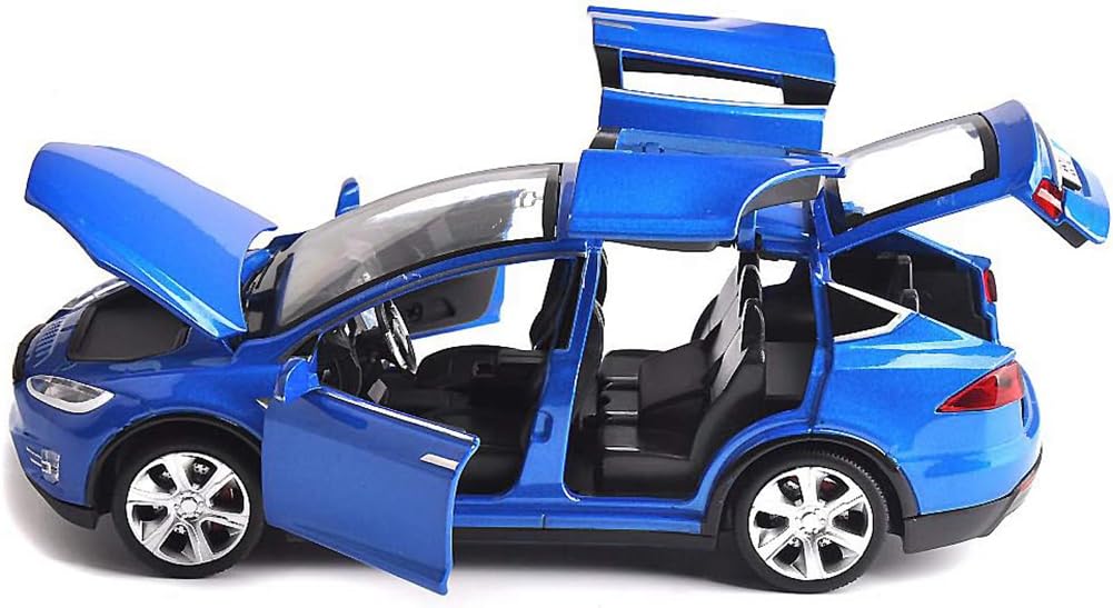 ANTSIR Car Model X 1:32 Scale Alloy diecast Pull Back Electronic Toys with Lights and Music,Mini Vehicles Toys for Kids Gift (Blue)