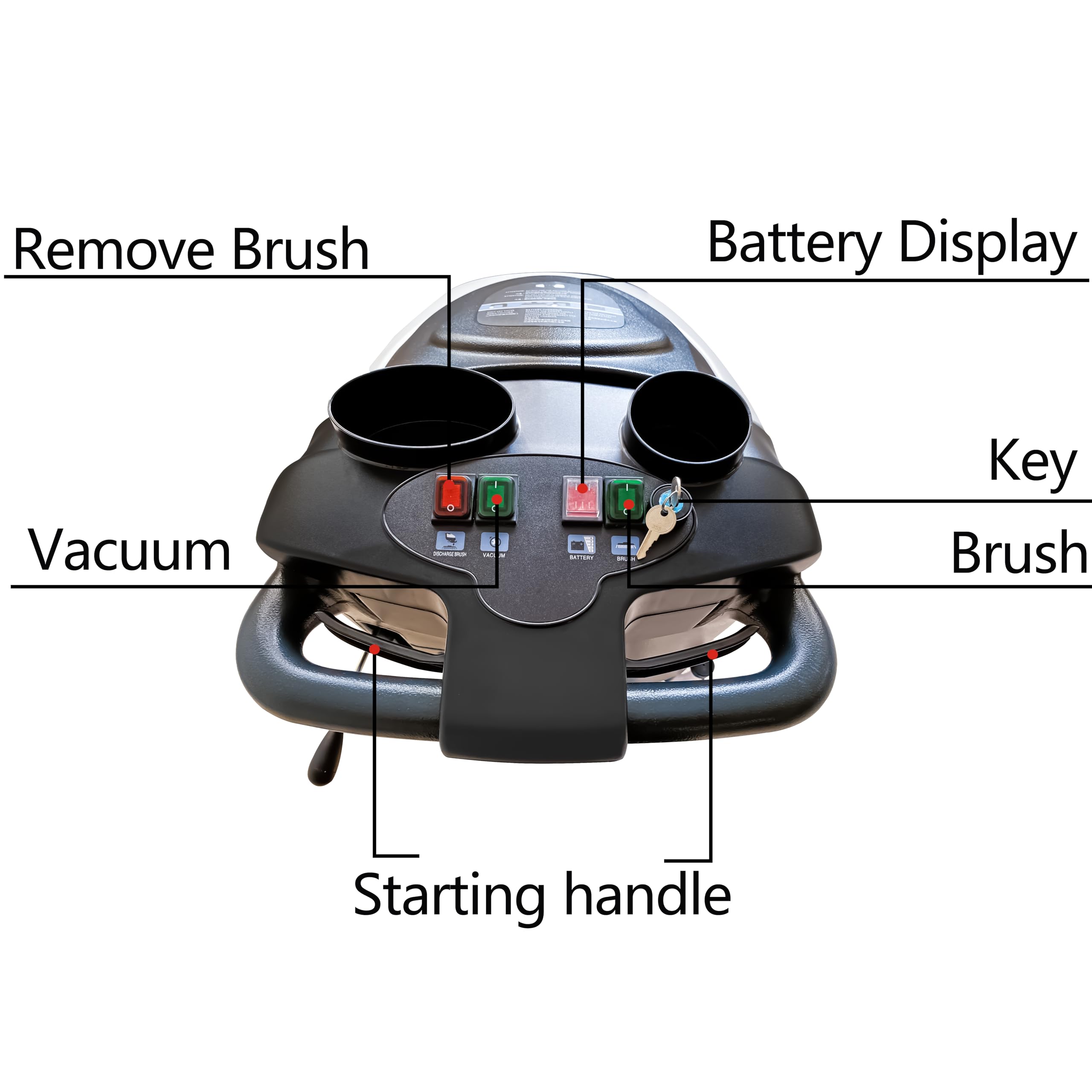 Battery Powered Walk Behind Floor Scrubber Buffer Polisher Machine, 19" Brush, 30" Squeegee Width, 13.5 gal Tank, Brush Speed 220 RPM, Includes a Brush and 3 Scouring pads for Hard Floors
