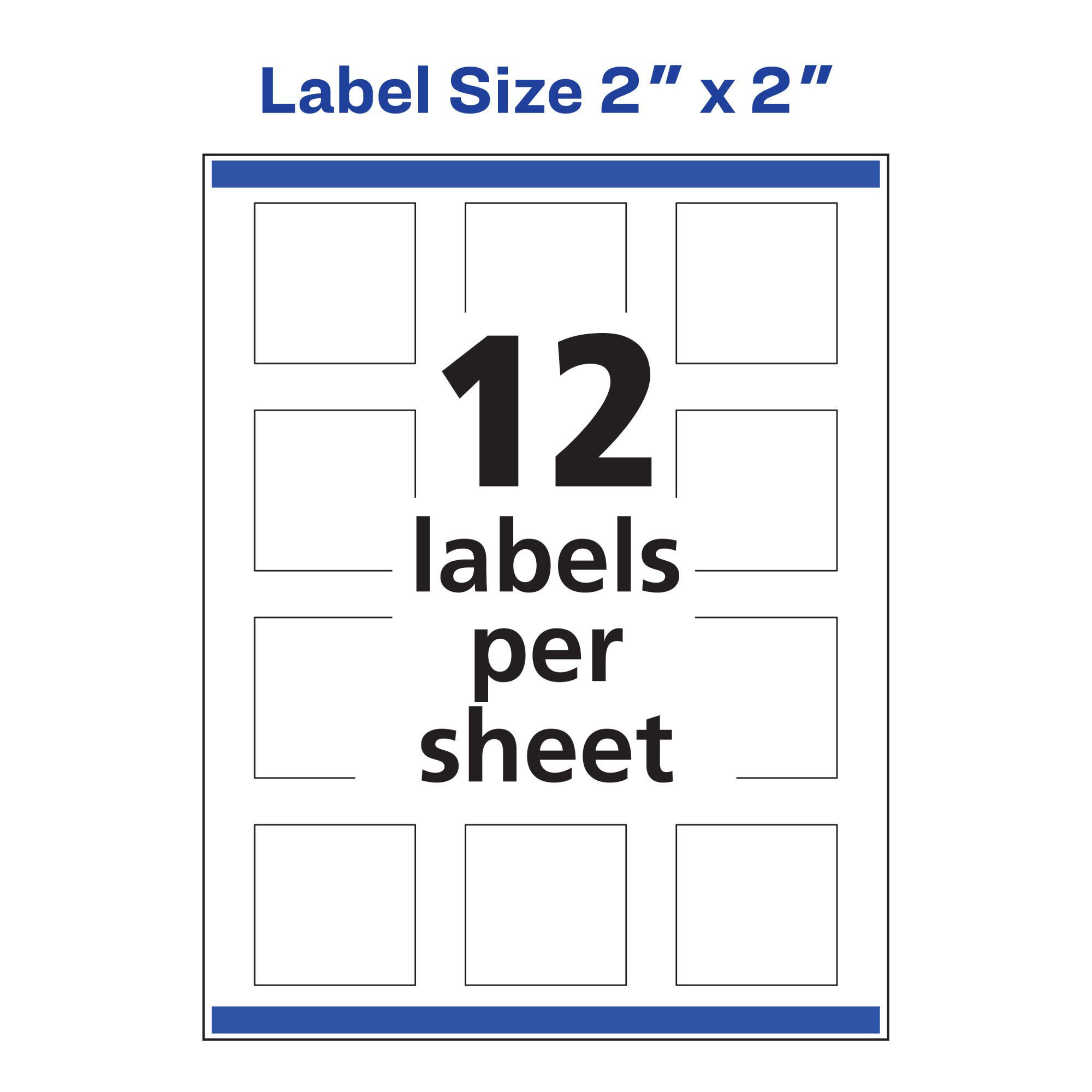 Avery Square Labels with Sure Feed, 2" x 2", 120 Glossy White Labels (36476)