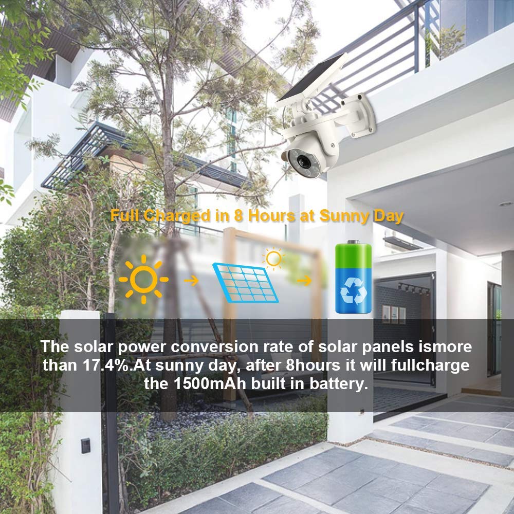 EVERSECU 2400 Lumen 6 LEDs Motion Sensor Solar Flood Lights Outdoor PAN/TILT manually Adjustable Solar Spotlight with Battery Waterproof Wireless Security Dummy/Decoy Camera for Garden Porch Barn