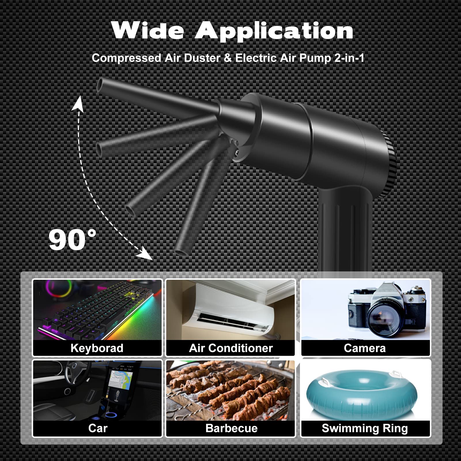 AUPUS(Upgraded) Cordless Air Duster, Strongest 120000 RPM Powerful Compressed Air Duster, 6000mAh 3 Speeds Electric Dust Blower, Rechargeable Air Duster Replaced Compressed Air Cans for Computers