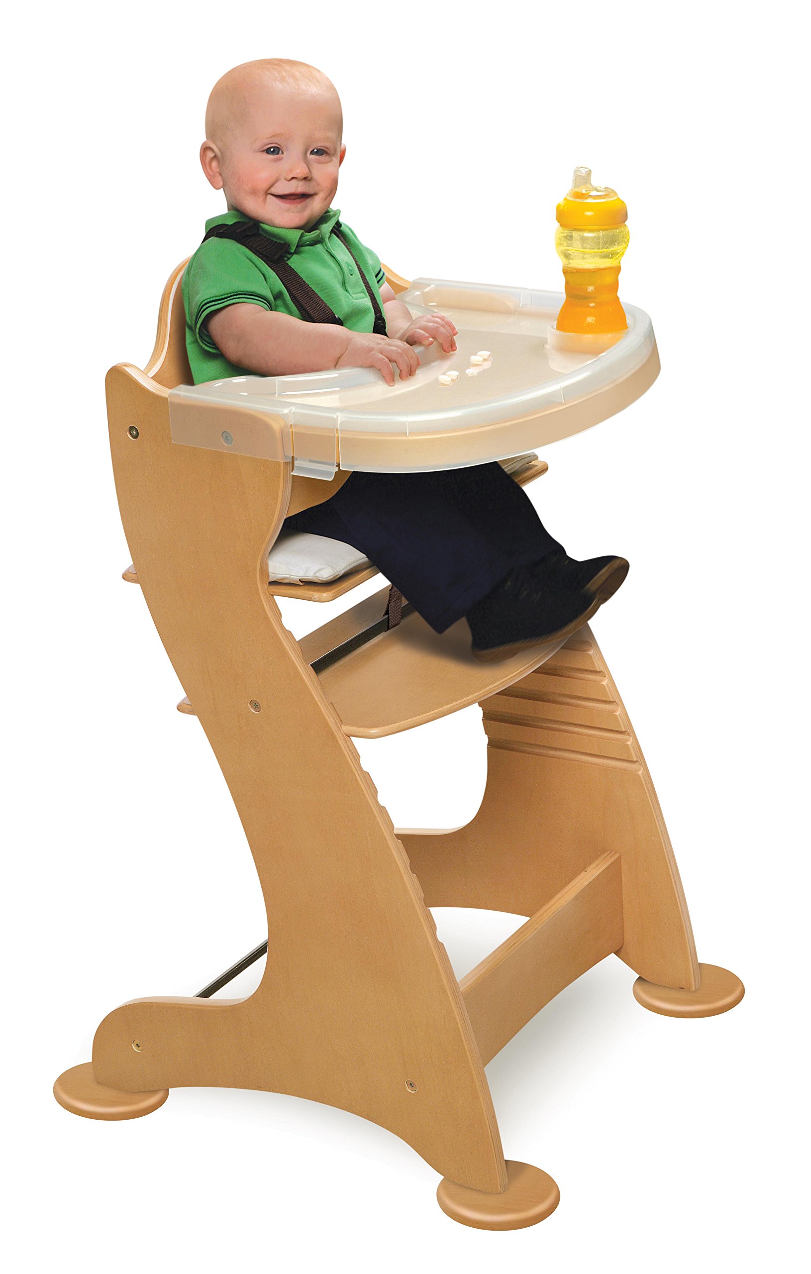 Embassy Convertible Height Adjustable Wood Baby High Chair with 2 Trays