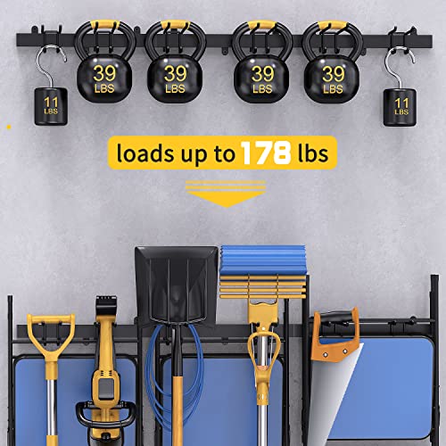 Venkuber Garage Storage, Garden Tool Organizers Wall Mount Broom Holder Shovel Hanger Heavy Duty Shelving Rack Hanging Hooks Power Tool Organization for Yard Shed Basement