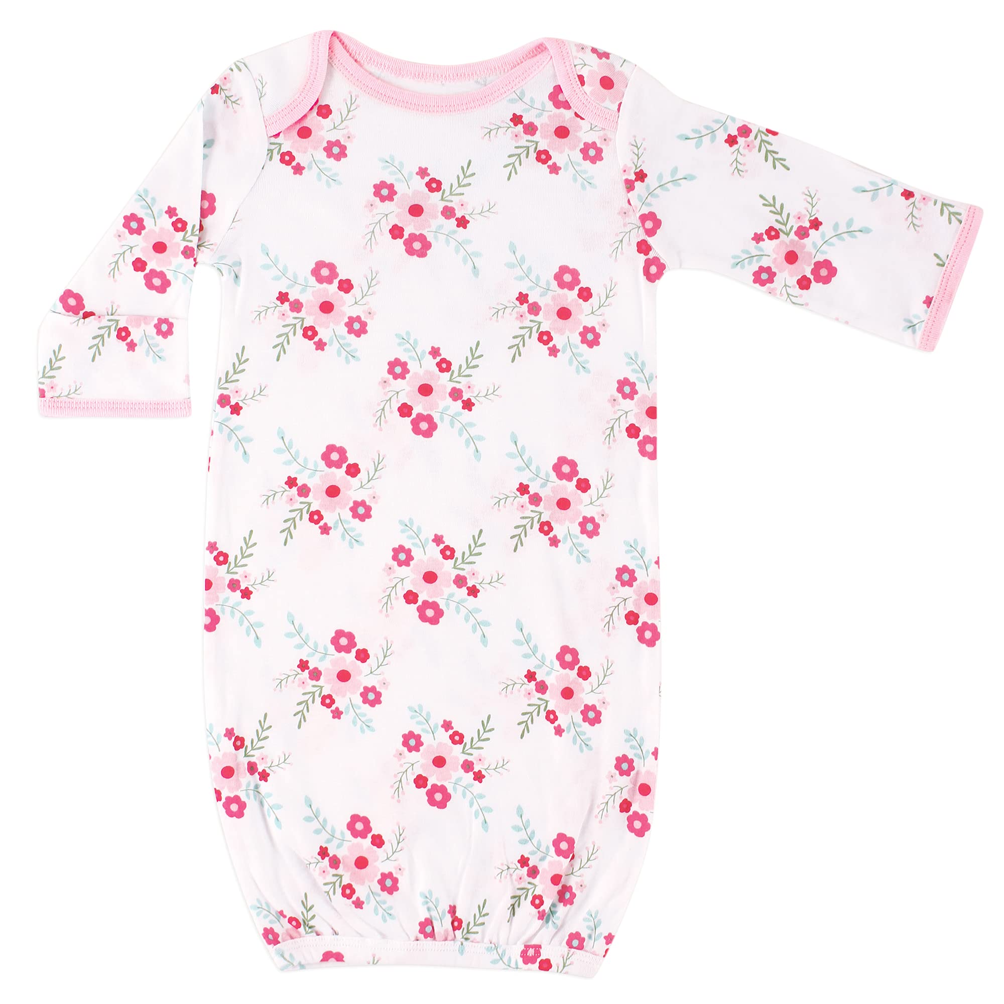 Luvable Friends Unisex Baby Cotton Gowns, Pink Floral, 0-6 Months US