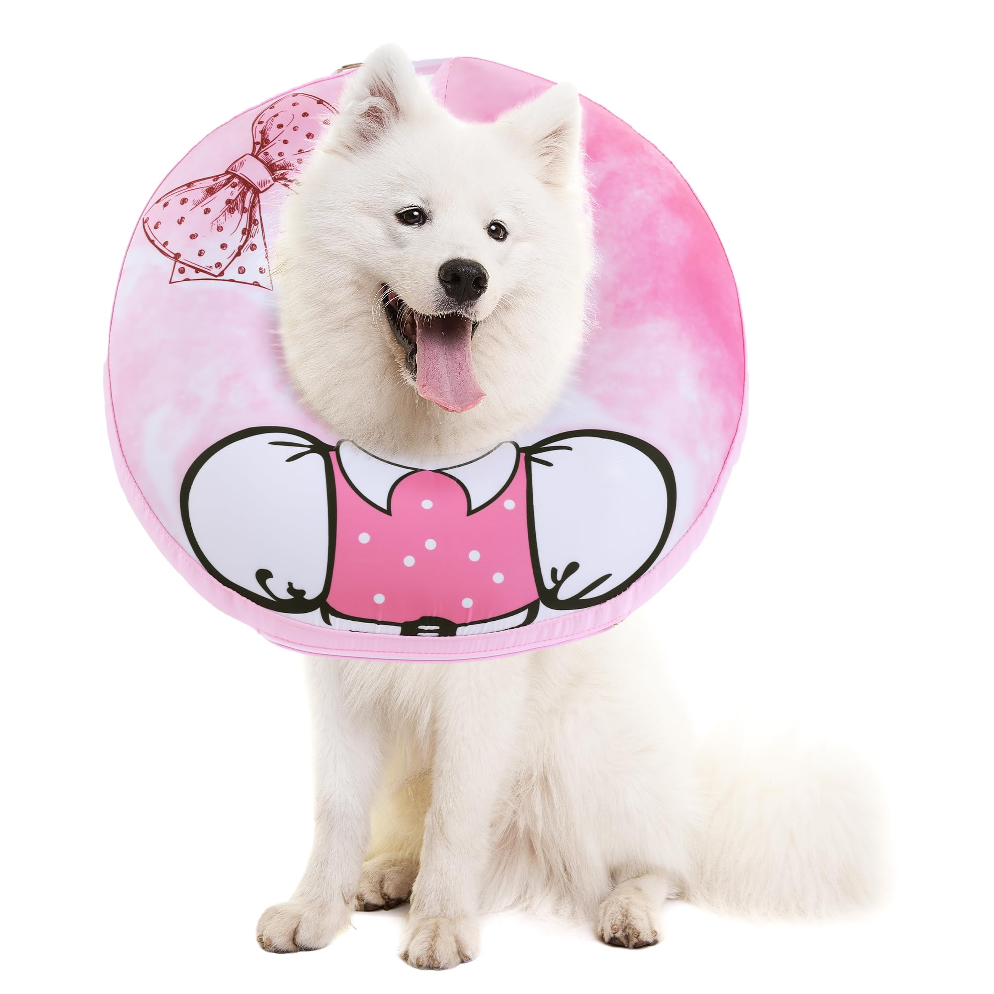 BALAPET Soft Dog Cone for Small Dogs, Inflatable Comfortable Dog Donut Collar Alternative After Surgery, Protective Elizabethan Donut Collar for Dogs Recovery and Stop Licking, Pink, XL