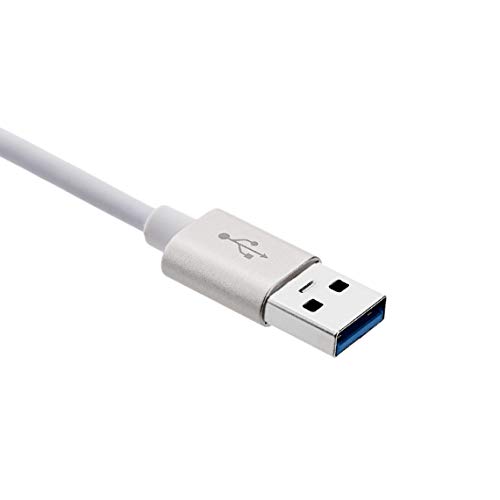 Amazon Basics Aluminum 3-Port USB 3.0 Hub with 10/100/1000 Mbps RJ45 Gigabit Ethernet Port, Silver