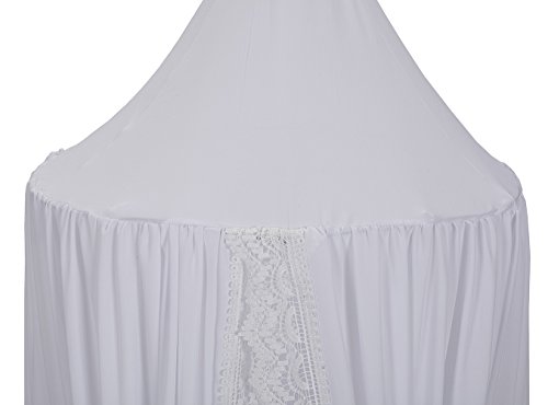 Kids Bed Canopy with Pom Pom Hanging Net for Baby Crib Nook Castle Game Tent Nursery Play Room Decor,White