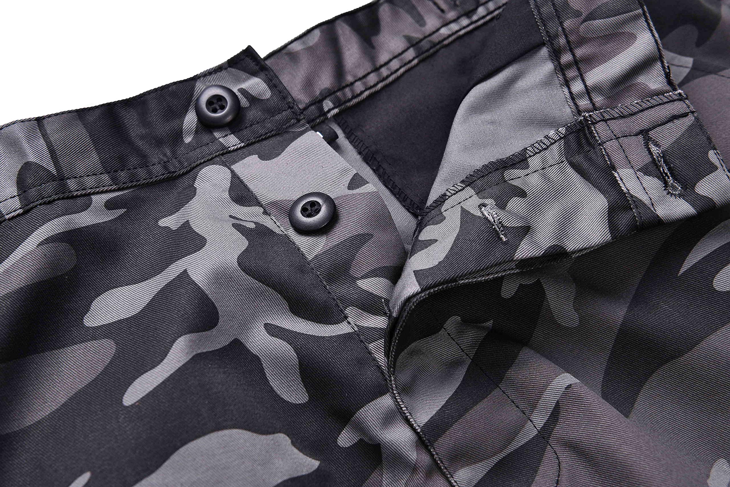 BACKBONE Mens Fashion Bright Camouflage Cargo Pants Military Combat Style BDU Pants (XL, Black Camo)