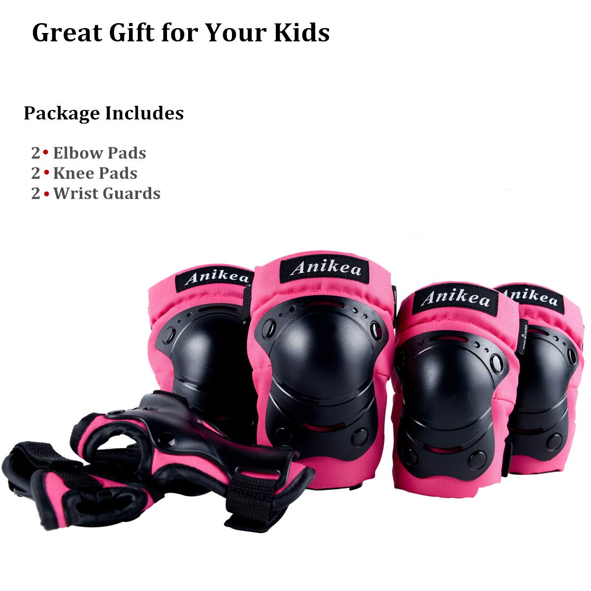 Anikea Kids Protective Gear - Knee Pads Elbow Pads Wrist Guard Set for Bike, Cycling, Roller Skating, Skateboard, Inline Skating, Hover Boards