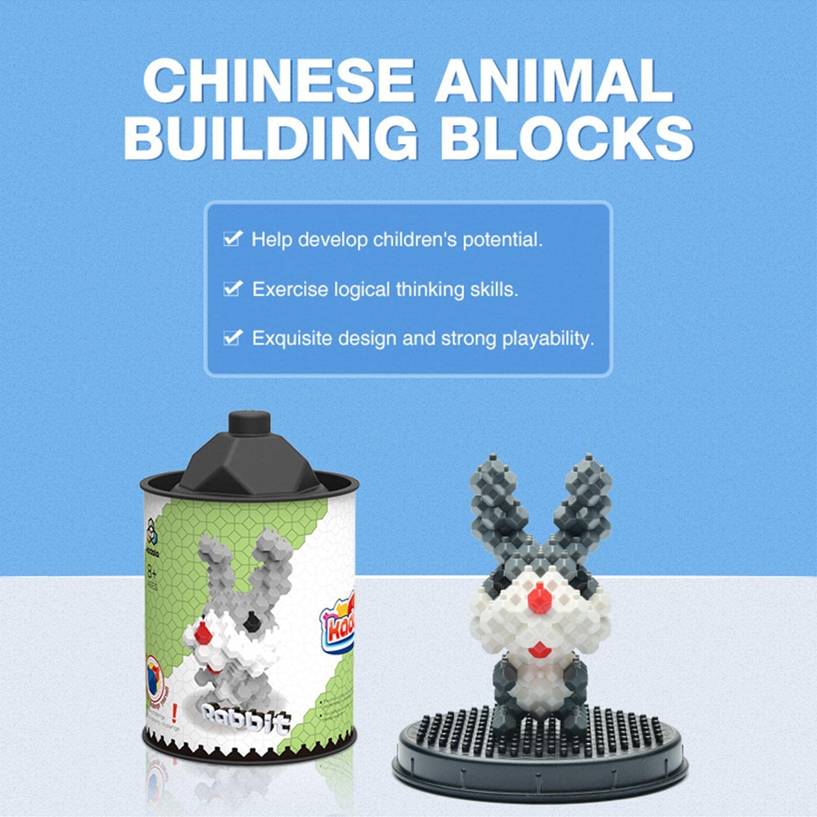 KADELE Easter Bunny Animals Toy Building Sets,Extremely Creative and Challenging STEM Building Toys,Educational Toys for Boys and Girls Ages 8 and Up(80 Pieces)