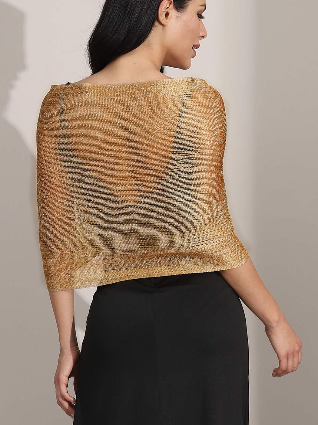 Aukmla Shawls and Wraps for Evening Dresses Party Scarf with Crystal Buckle Weddings Accessories for Bride and Bridesmaids (Gold)